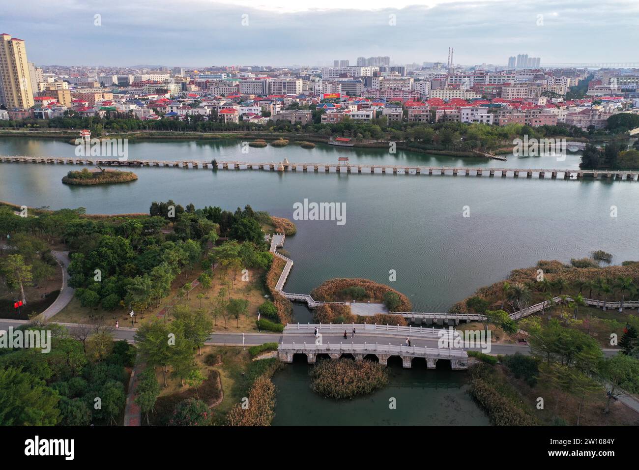Aerial photo shows Anping Bridge, a Song dynasty stone beam bridge in ...