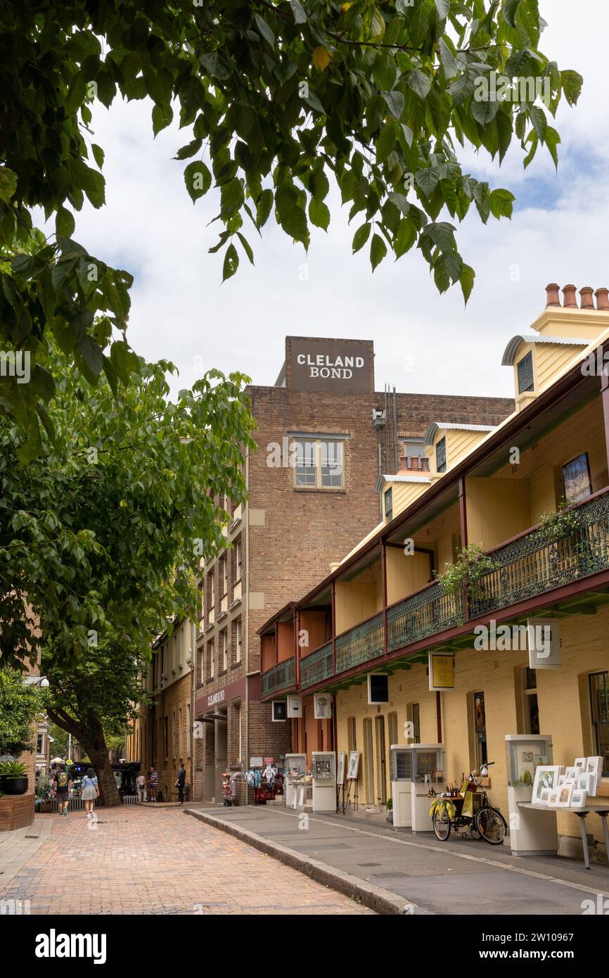 Row of historic terrace houses in Playfair Street, The Rocks, Sydney ...