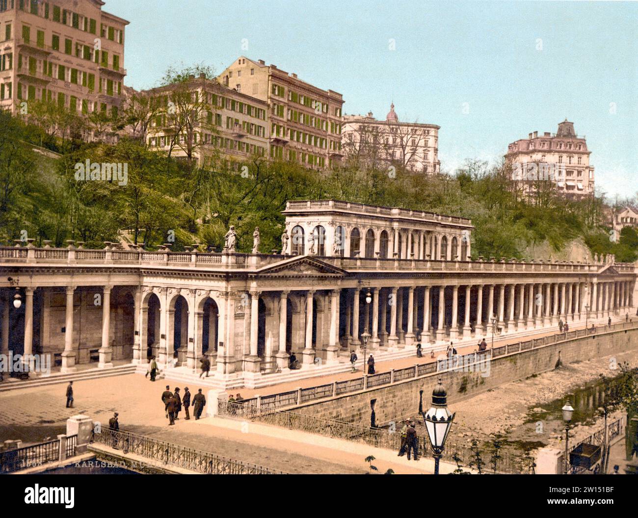 The Muhl Spring, Karlsbad, Tschechien, um 1890, Historisch, digital restaurierte Reproduktion ...