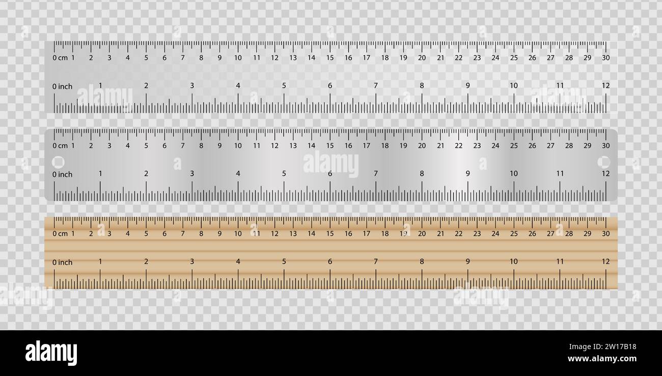 Set of rulers on transparent background illustration. Centimeter ...