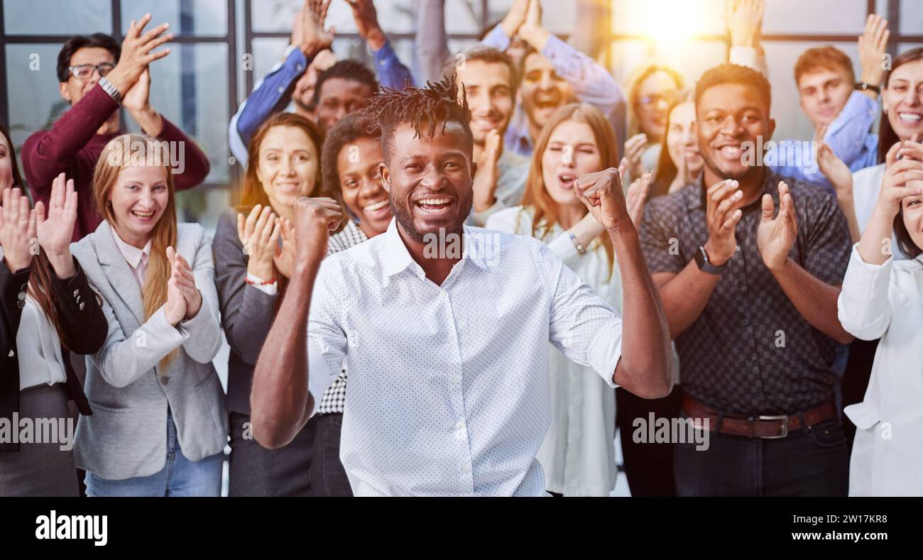 large international group of happy people applauding together Stock ...