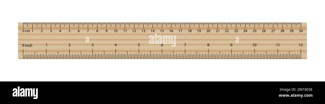 Wooden ruler on white background illustration. Centimeter, school ...