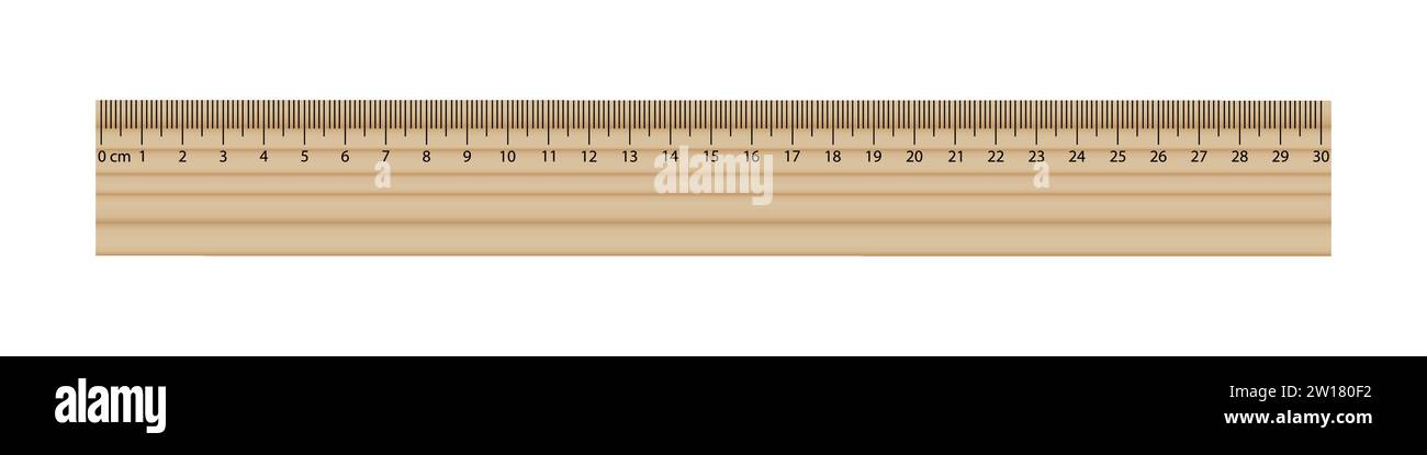 Wooden ruler on white background illustration. Centimeter, drawing ...