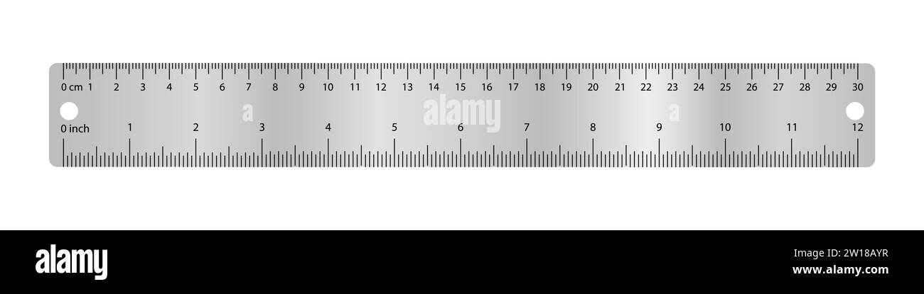 Steel ruler on white background illustration. Centimeter, school ...