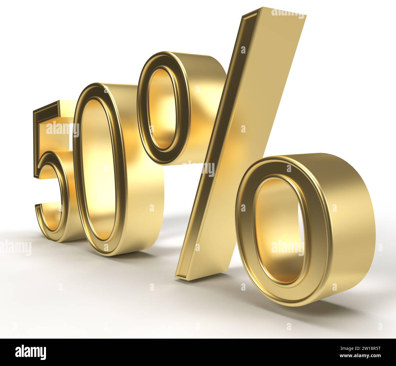3D ILLUSTRATION 50% gold number Stock Photo - Alamy