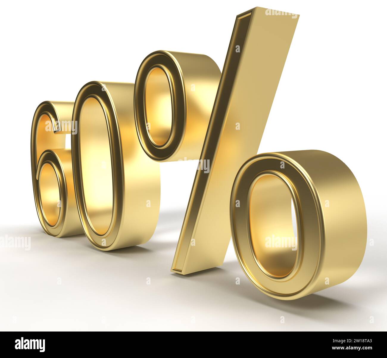 3D ILLUSTRATION 60% gold number Stock Photo - Alamy