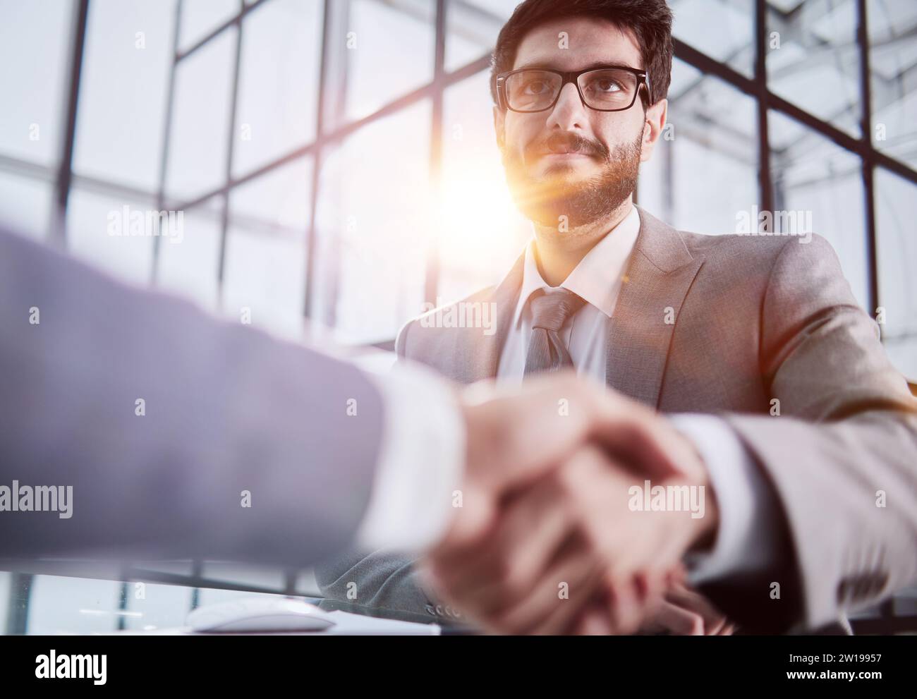 Handshake of two businessmen who enters into the contract to develop a ...