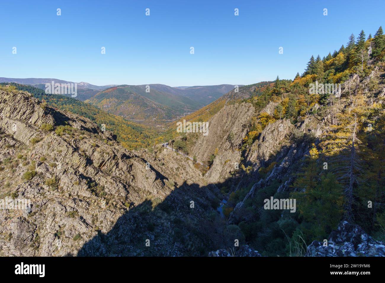 Autumn time in beautiful rocky landscape over the famous waterfall ...