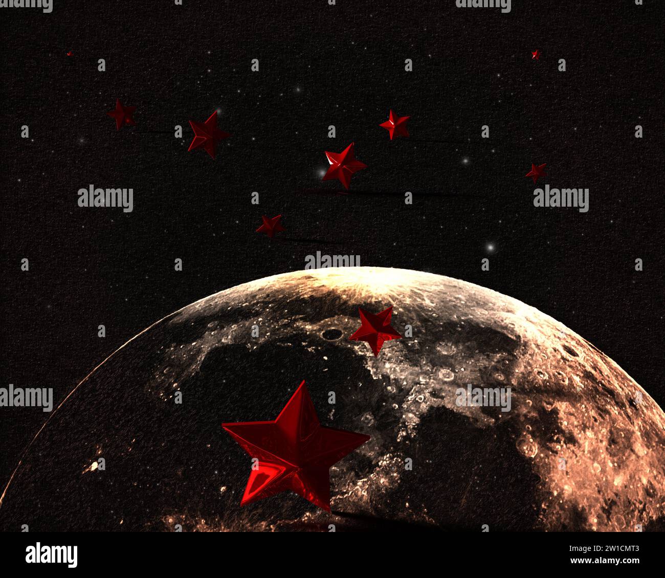 background space planet with stars in orbit Stock Photo - Alamy