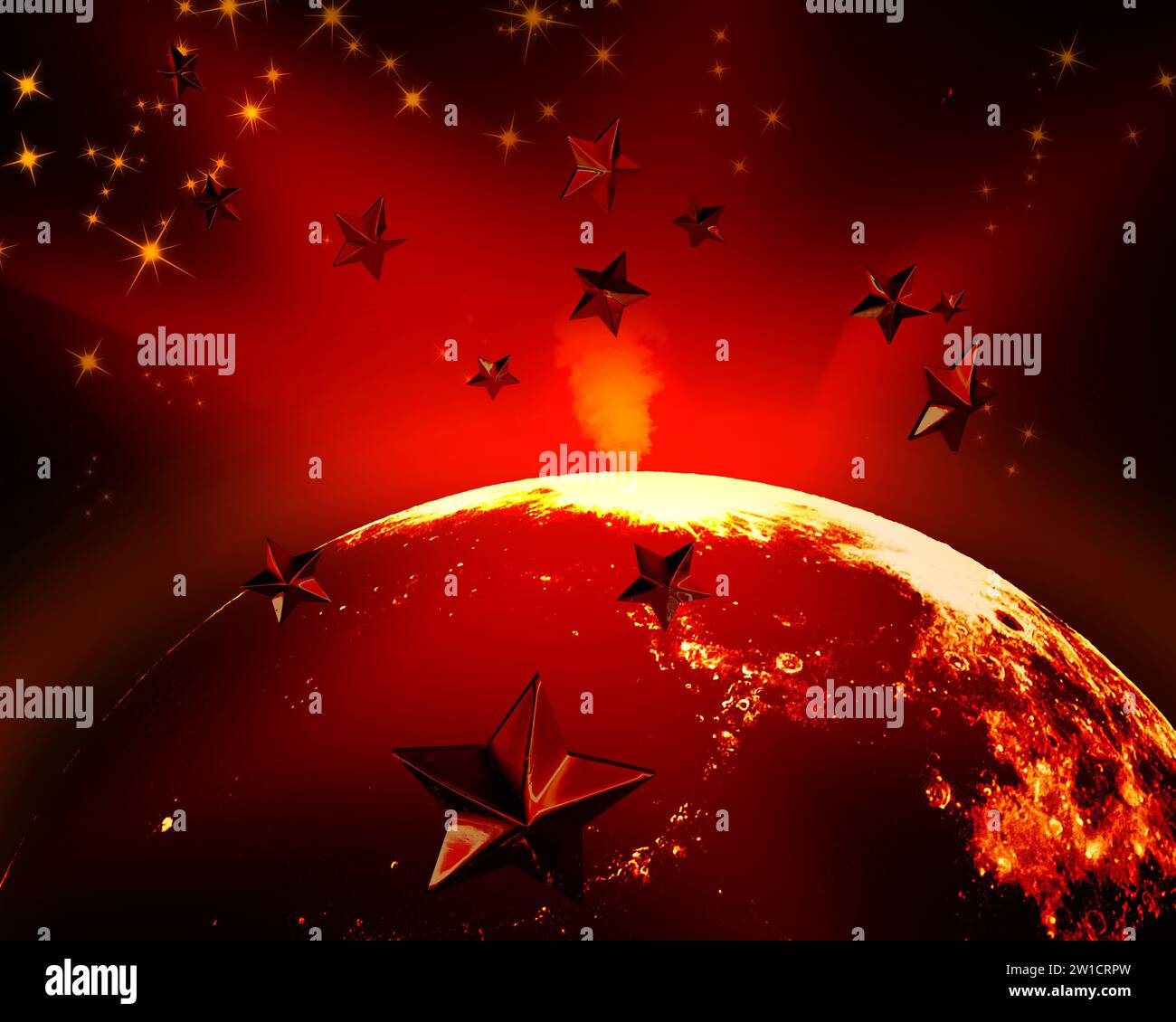 background space planet with stars in orbit Stock Photo - Alamy