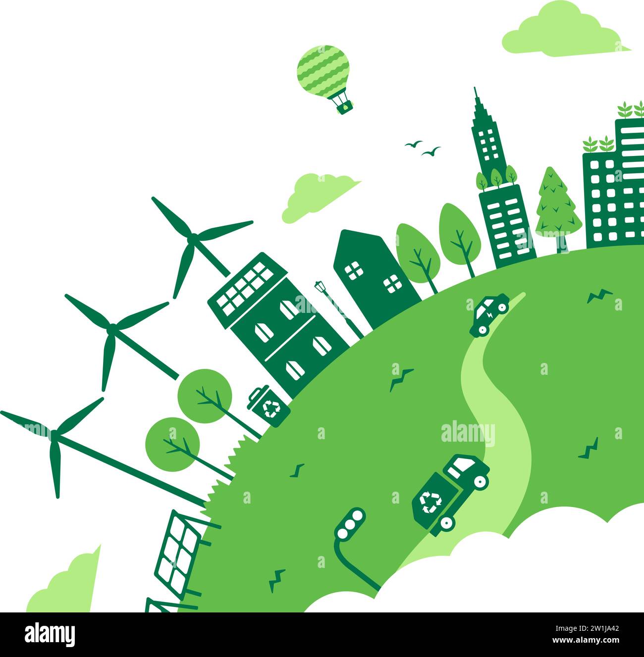 Ecology motif vector illustration for corner design ( SDGs, nature ...