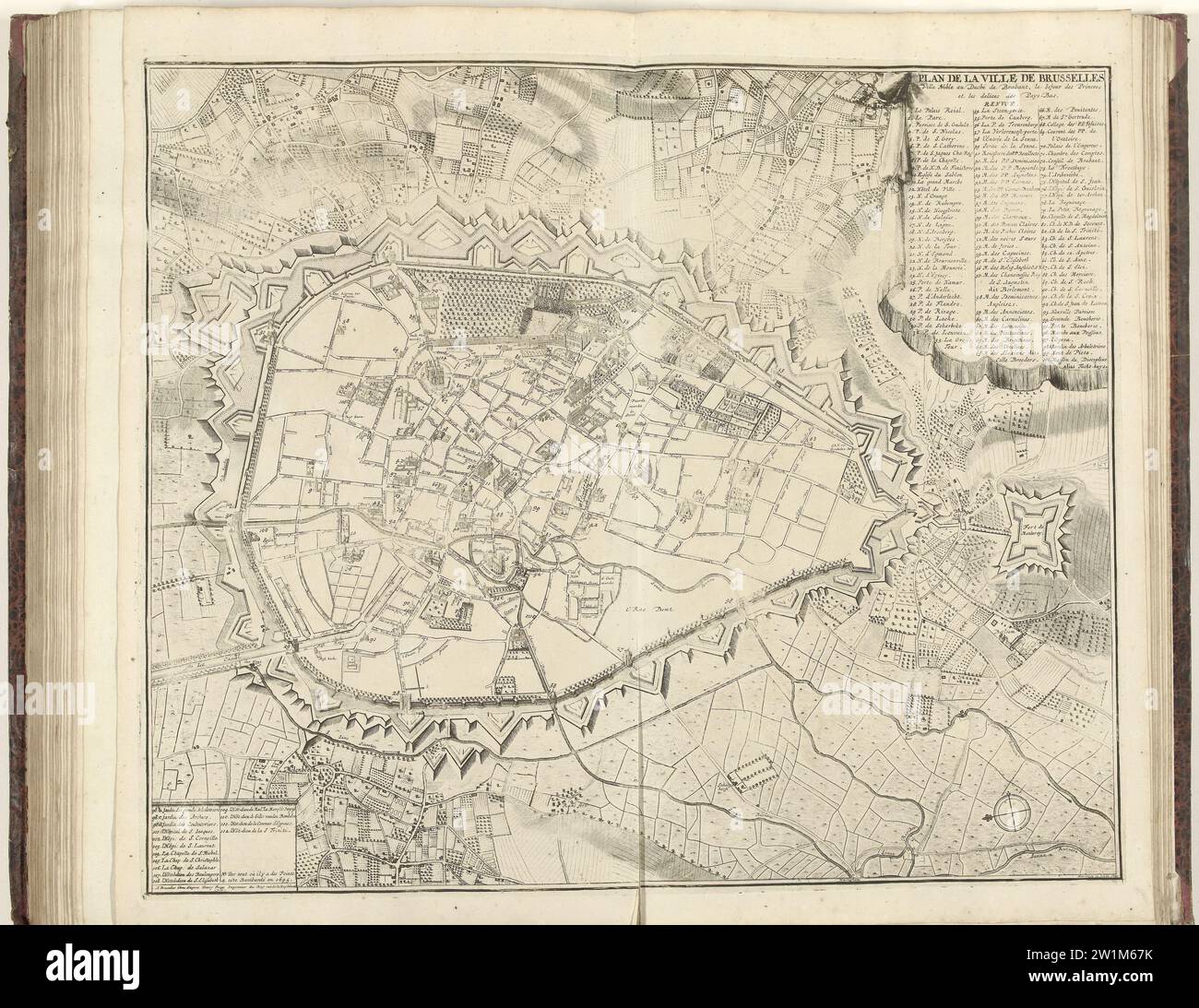 Map of Brussels, 1711, 1711 Map of Brussels, 1711. At the top right De ...