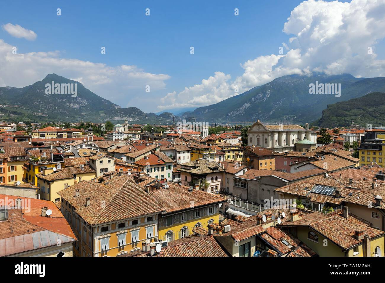 top view of the rooftops of the city of Riva del Garda in Italy Stock ...