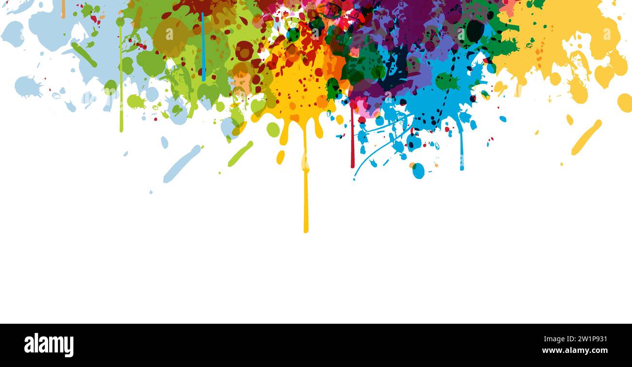 Abstract Dripping Watercolor Paint Splash Border Stock Vector Image ...