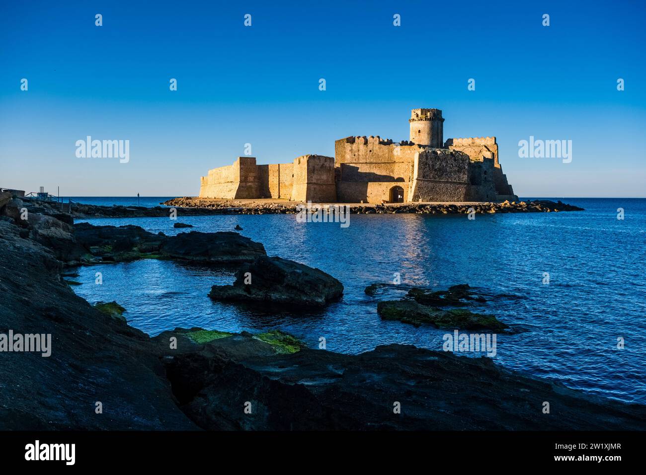 The Aragonese fortress Castello Aragonese, which is located on a small ...