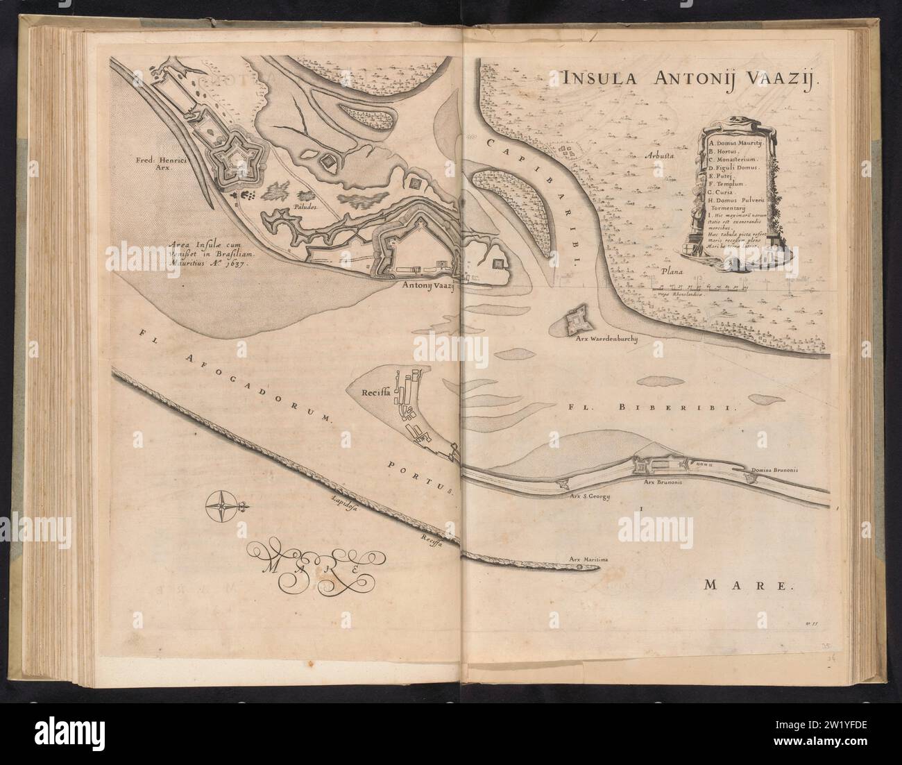 Map of the island of antonio vaz opposite recife hi-res stock ...