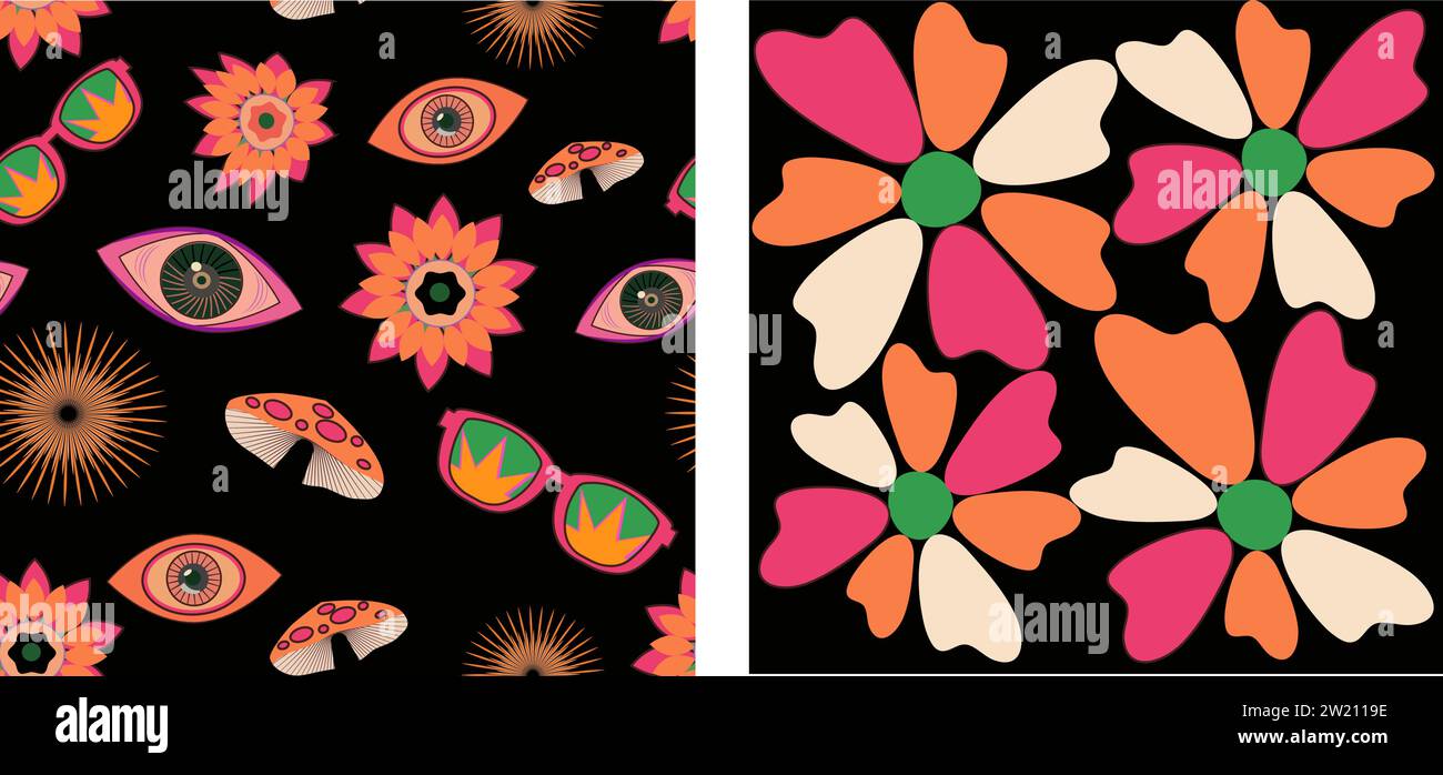 Boho and hippie design,featuring vibrant retro elements and trippy ...