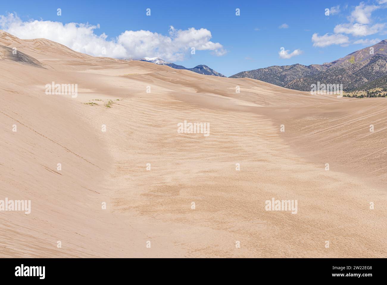 High sand dunes and the Rocky Mountains in the Great Sand Dunes ...