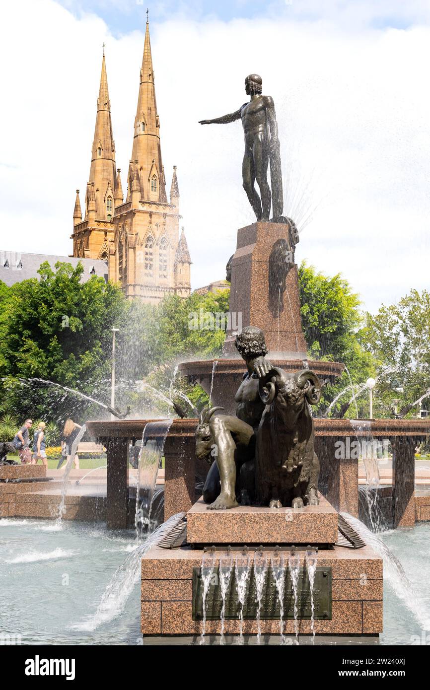 Archibald Memorial Fountain in Sydney's Hyde Park, with Apollo ...