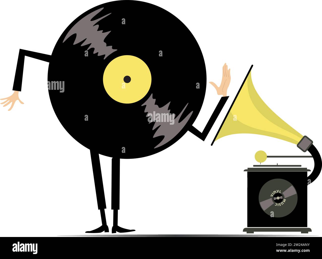 Cartoon long playing record. Retro record player. Cartoon long playing ...