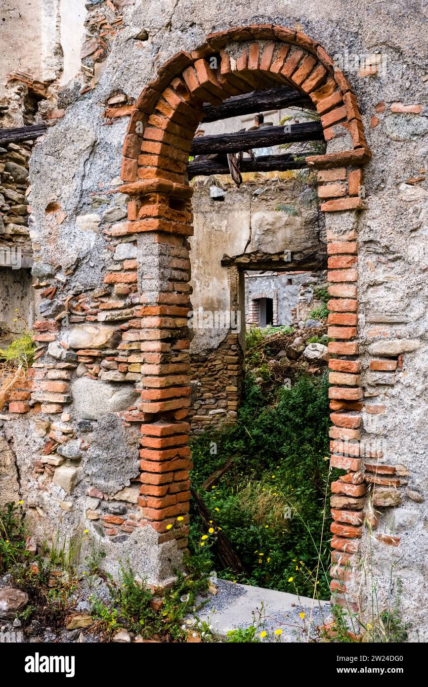 Detail of Pentedattilo, a small village, situated on the Monte Calvario ...