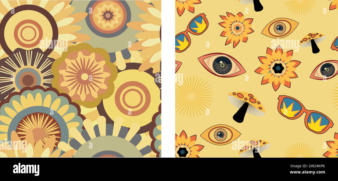 Boho and hippie design,featuring vibrant retro elements and trippy ...