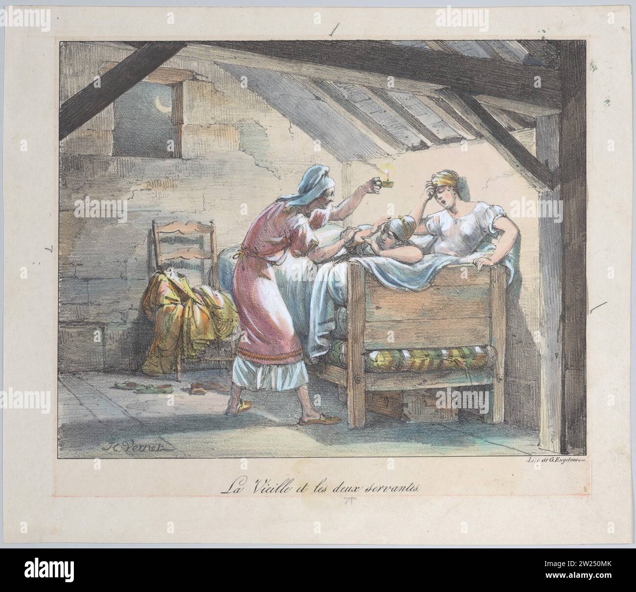 The Old Woman and the Two Maids, plate no. 118 from "Fables choisies de ...