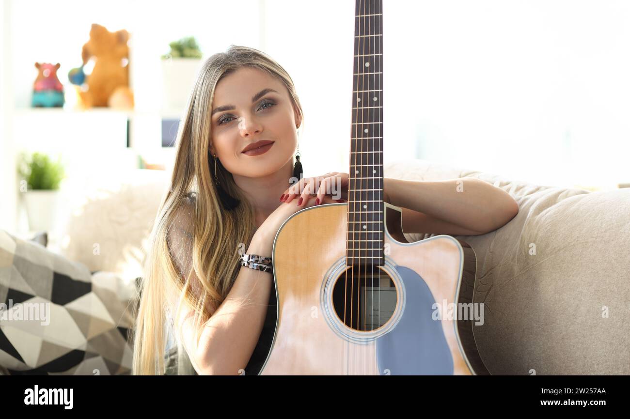 Female Guitar Player Musical Performer Portrait Stock Photo - Alamy