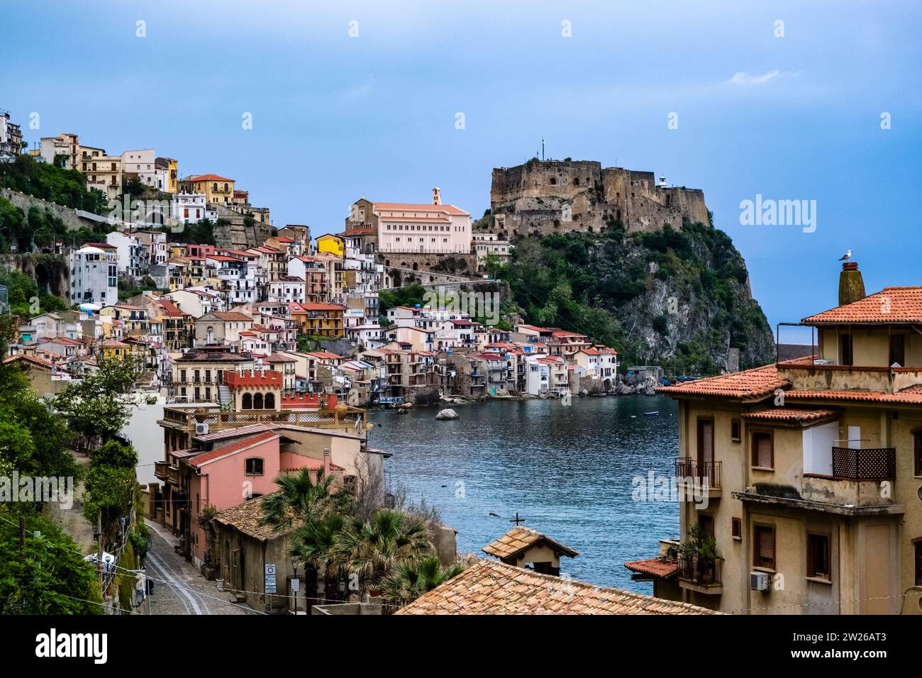 Scilla, the ancient Scyllaeum, with the Ruffo Castle, a fortress built ...