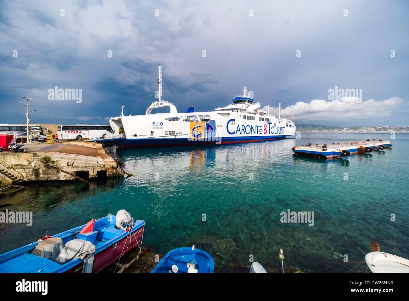 The Elio, a double-ended ferry operated by the Italian shipping company Caronte & Tourist ...