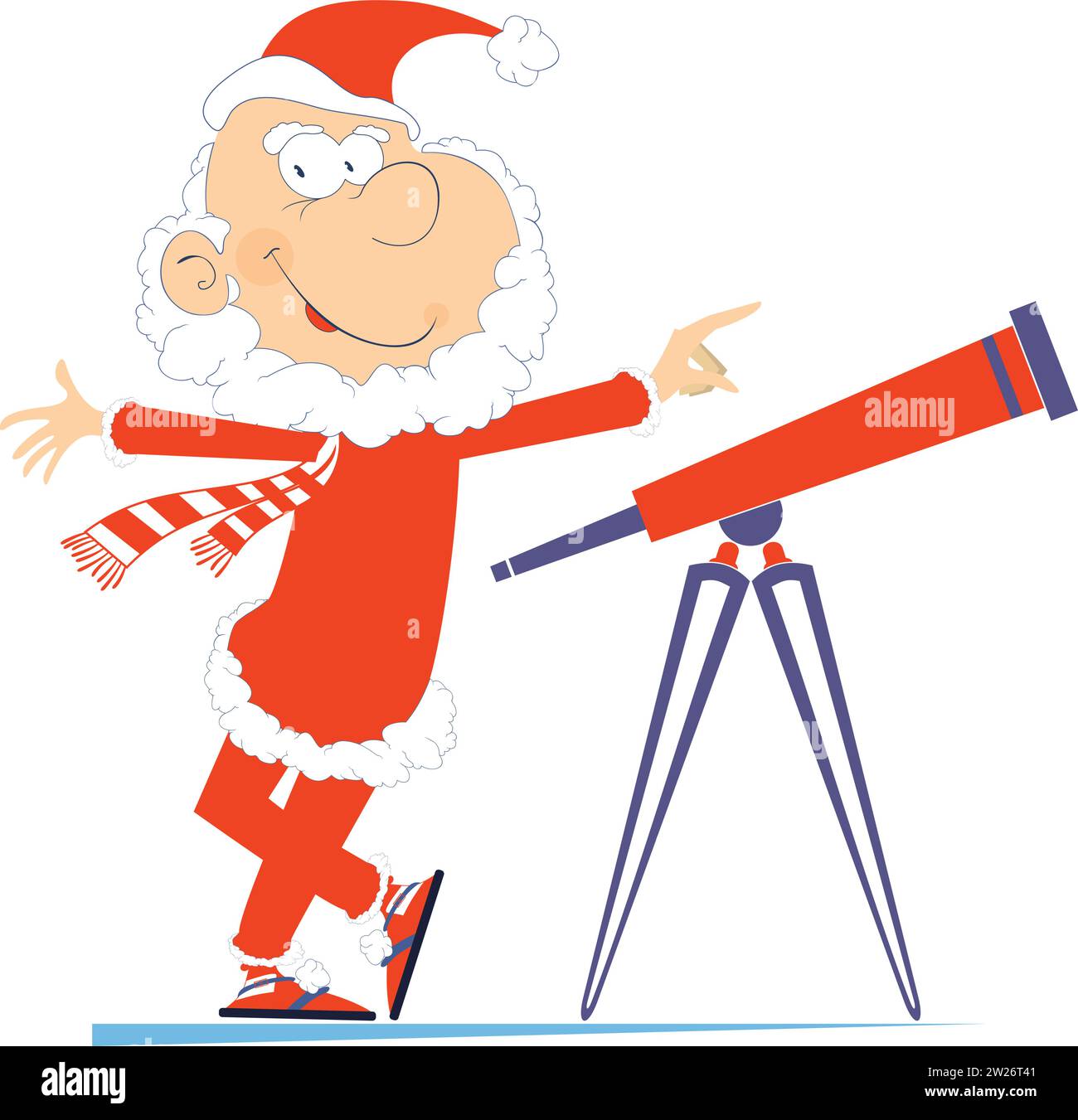 Cartoon Santa Claus Astronomy scientist or stargazer. Cartoon Santa ...