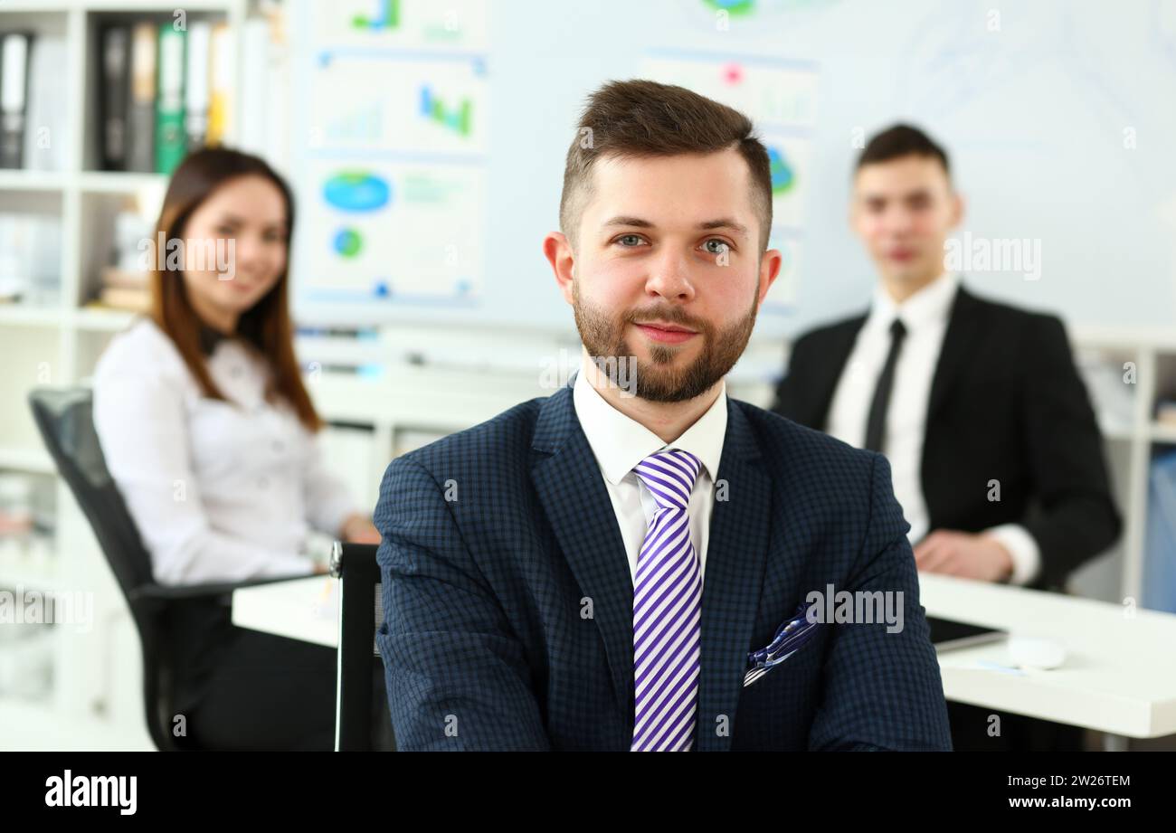 Concentrated boss in office Stock Photo - Alamy
