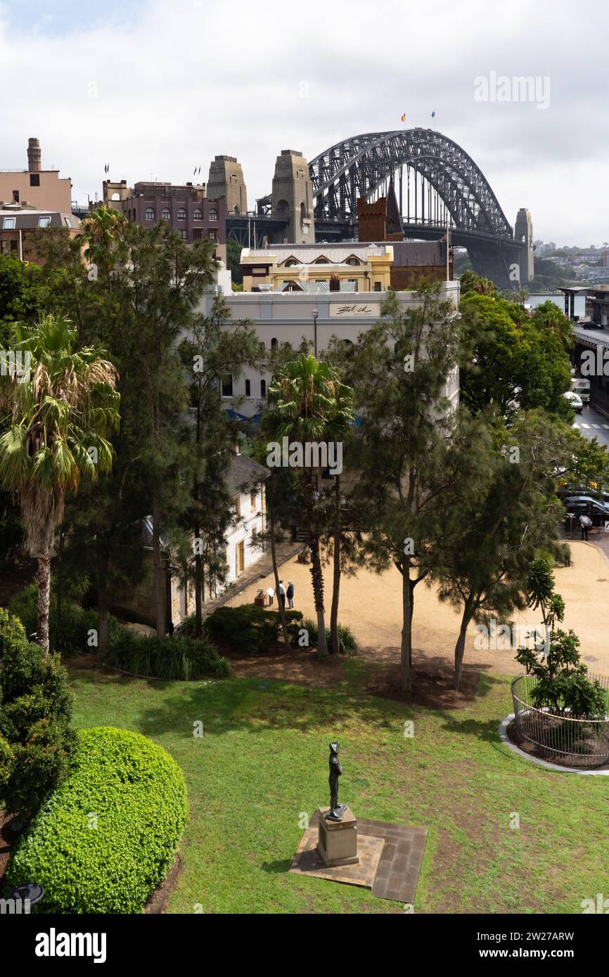 View over the Rocks including Cadman's Cottage, to the Sydney Harbour ...