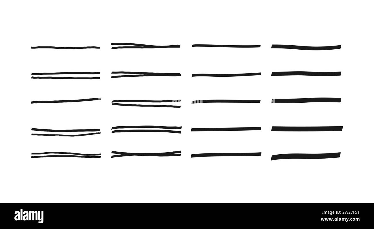 Set of Swoosh and swoops underline typography tail shapes. Brush drawn ...