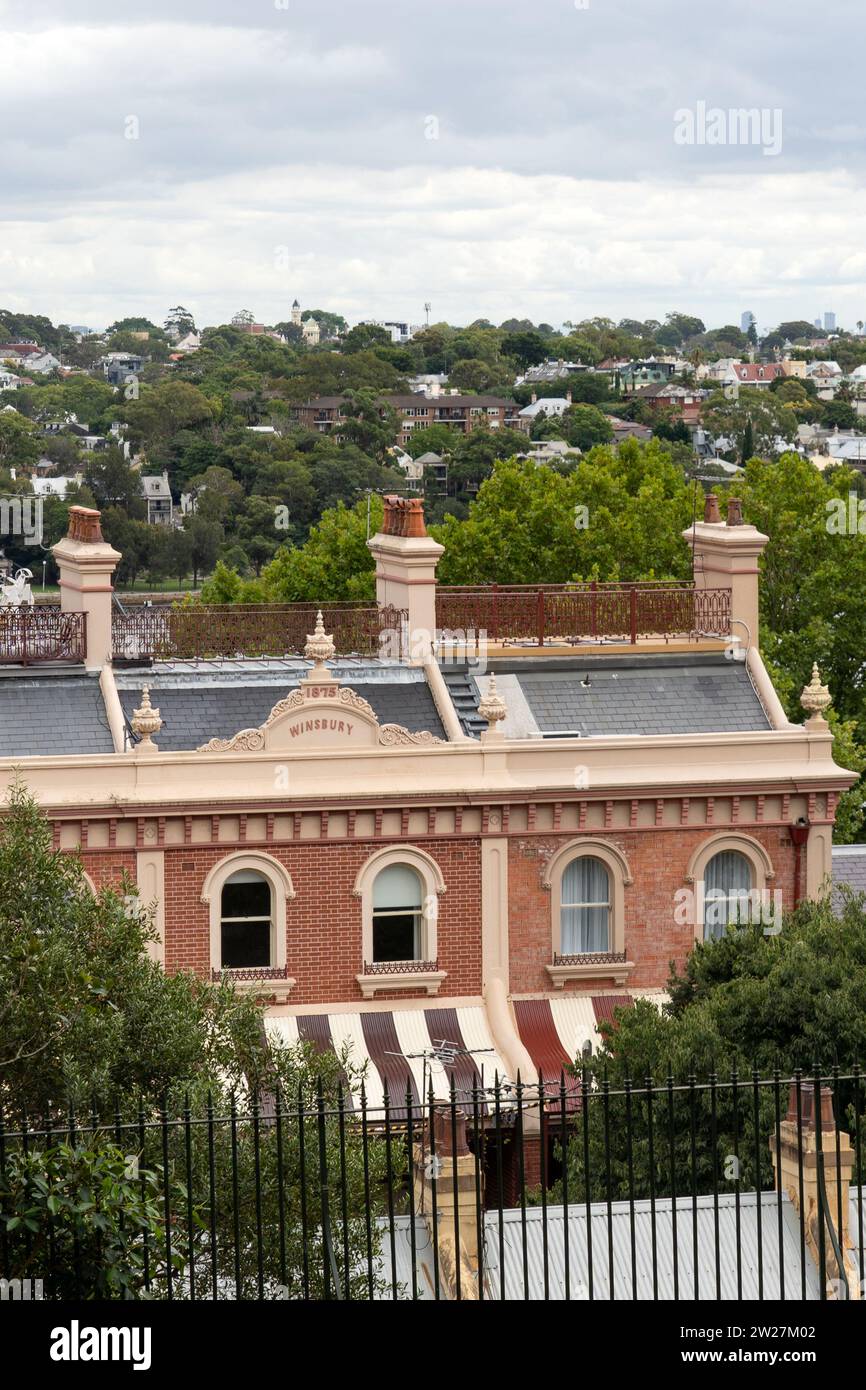 Historic "Winsbury" terrace houses constructed in 1875 on Kent Street ...
