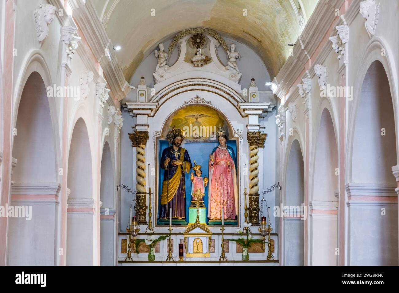 Interior design and altar inside the church of the monastery of Santa ...