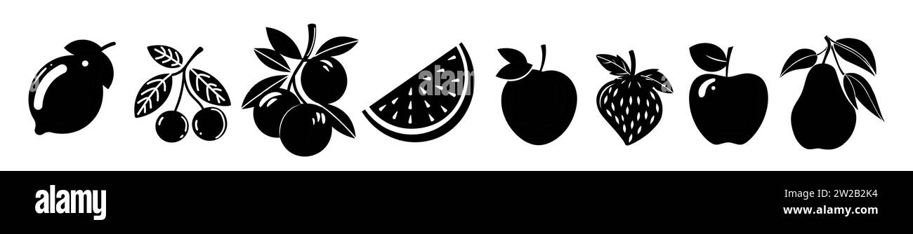 Hand drawn abstract fruit silhouettes vector set Stock Vector Image ...