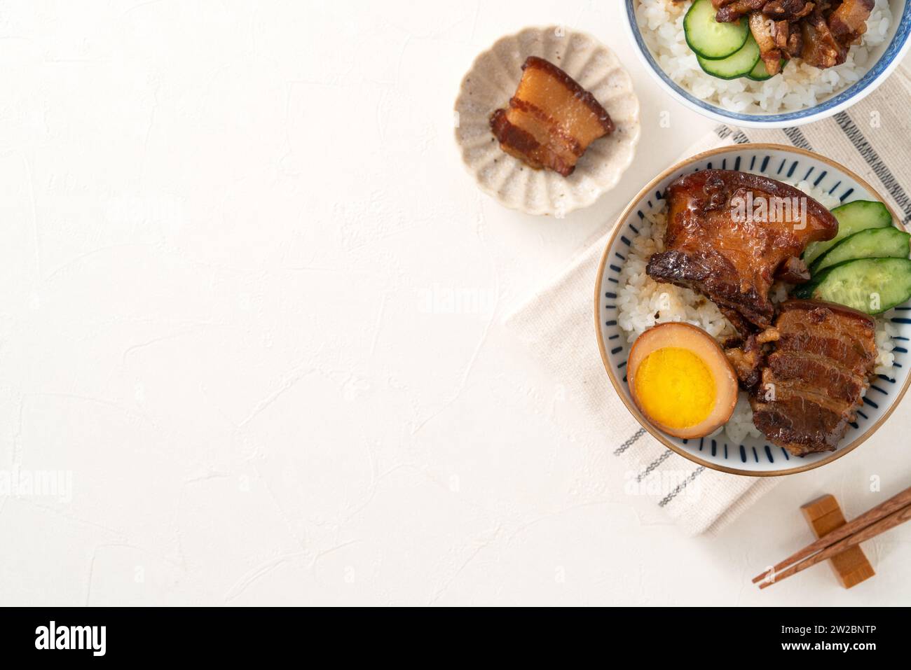 Braised pork belly meat rice, stewed pork over cooked rice in Taiwanese ...