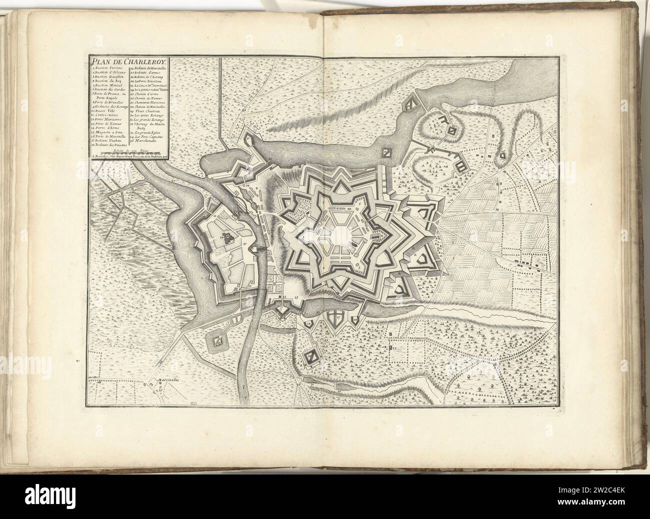 Map of Charleroi, 1709, 1709 Map of Charleroi, 1709. At the top left ...