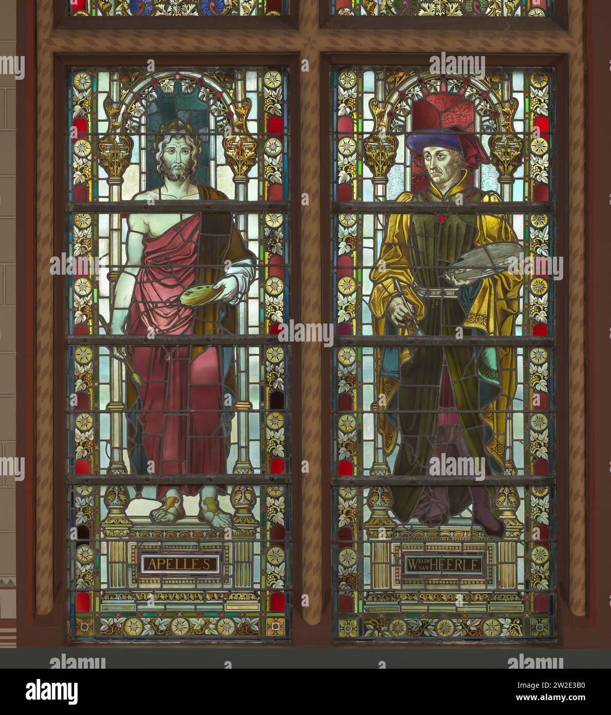 Window with representation of the painter Willem van Heerle, William ...