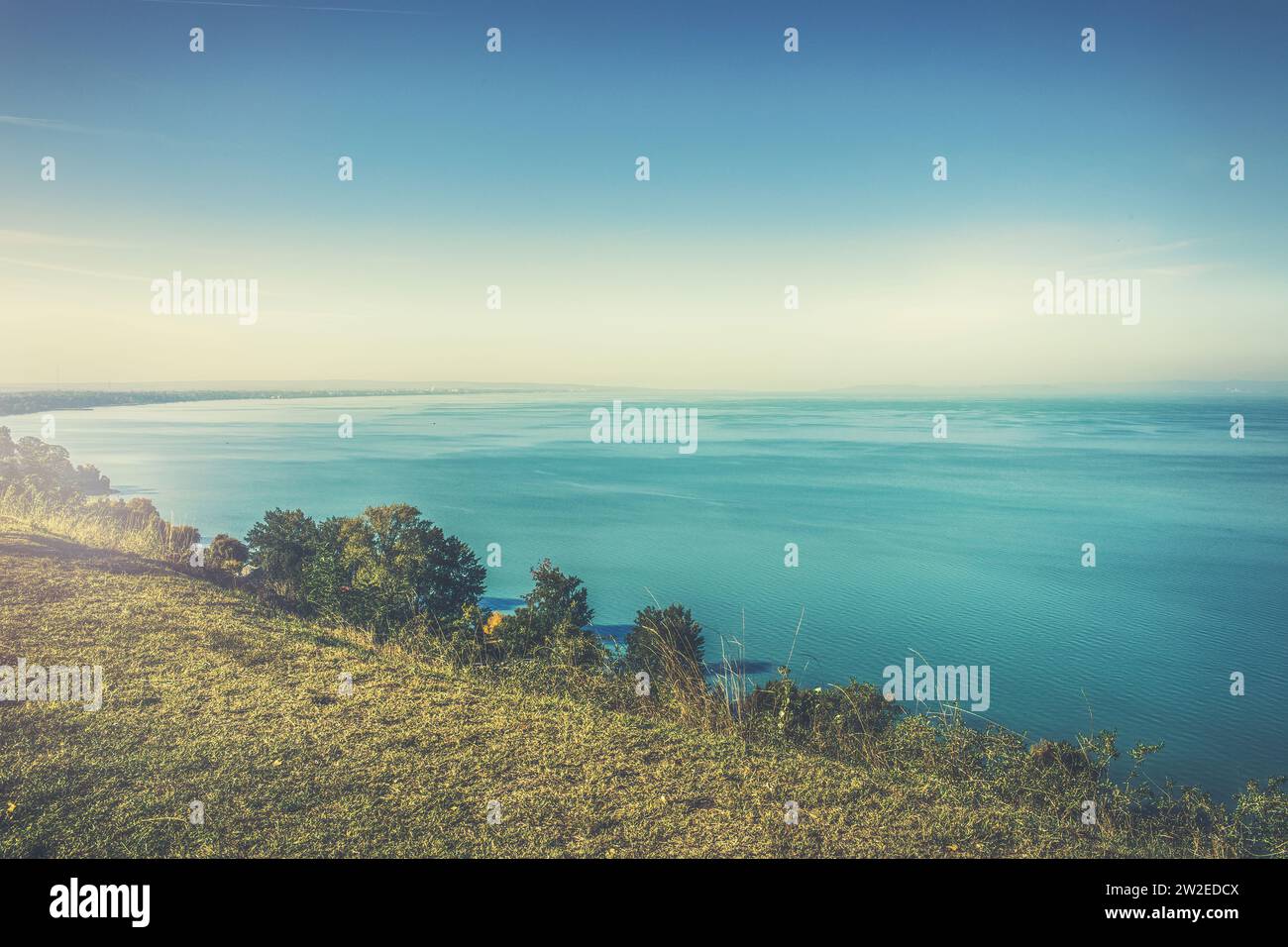 View of the Balaton lake from Balatonvilagos.Autumn season Stock Photo ...