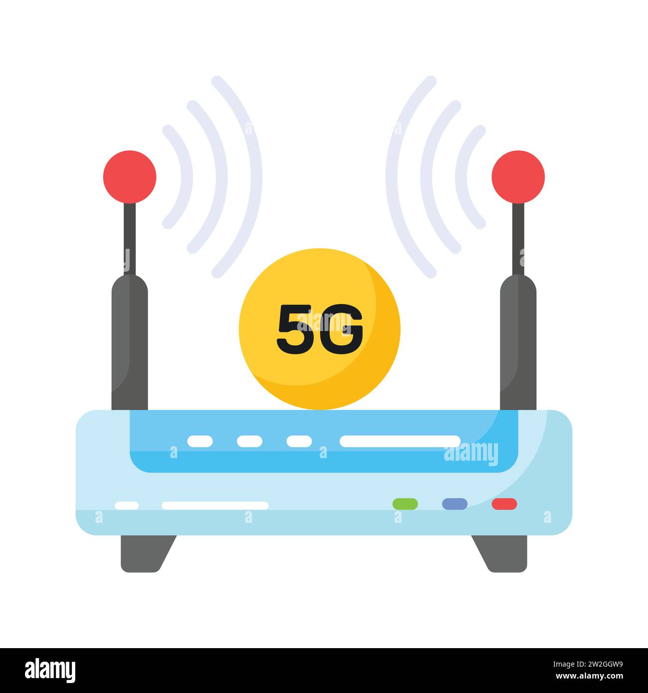 Wifi router with 5G internet signals denoting concept icon of 5G ...