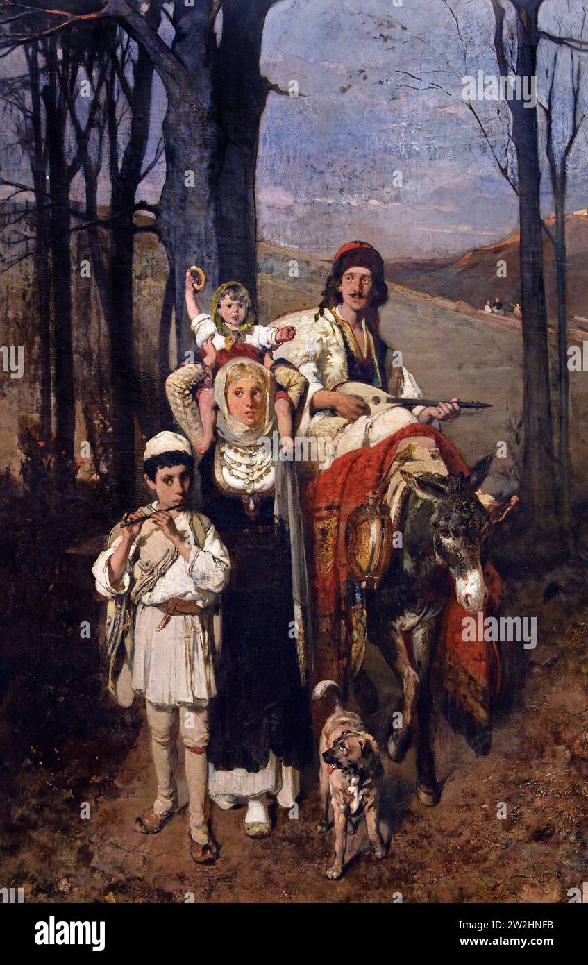 Lytras Nikephoros (1832 - 1904) Return from the Fair, Painting 19ty ...
