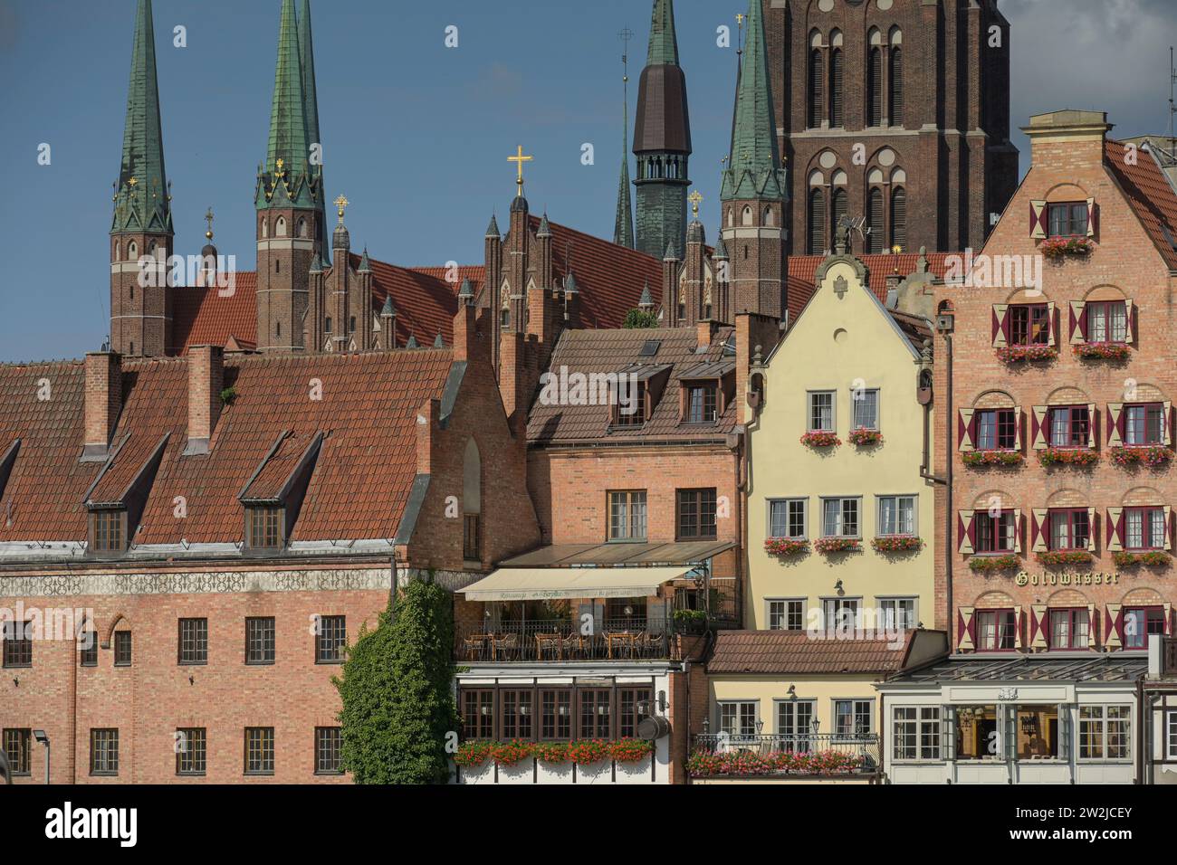 Altbauten, Fassaden, Uferpromenade Lange Brücke - Dlugie Pobrzeze ...
