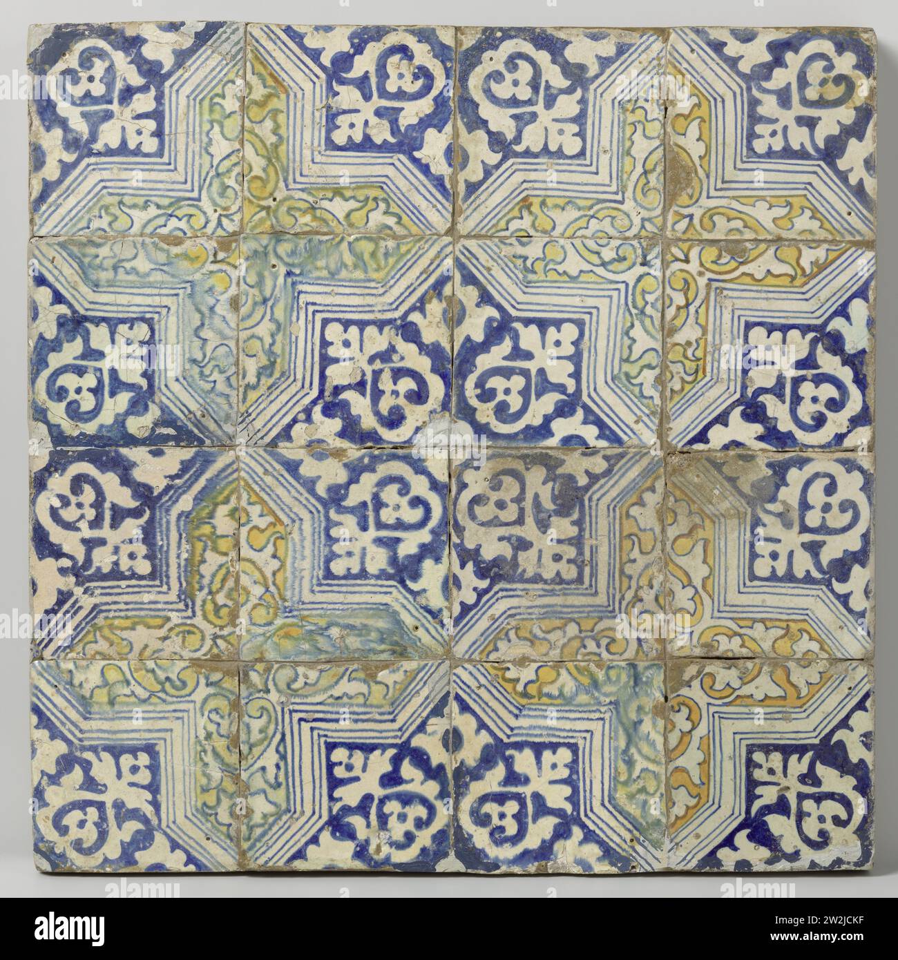 Field of sixteen tiles with leaf pattern, anonymous, c. 1560 - c. 1600 ...