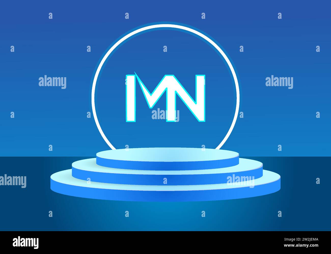 Letter MN blue logo sign. Vector logo design for business Stock Vector ...