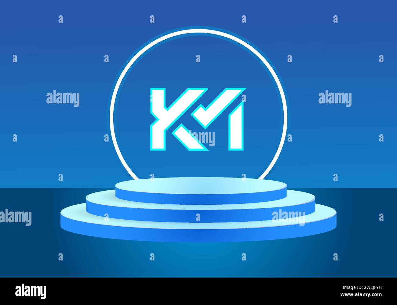 Letter KM blue logo sign. Vector logo design for business Stock Vector ...
