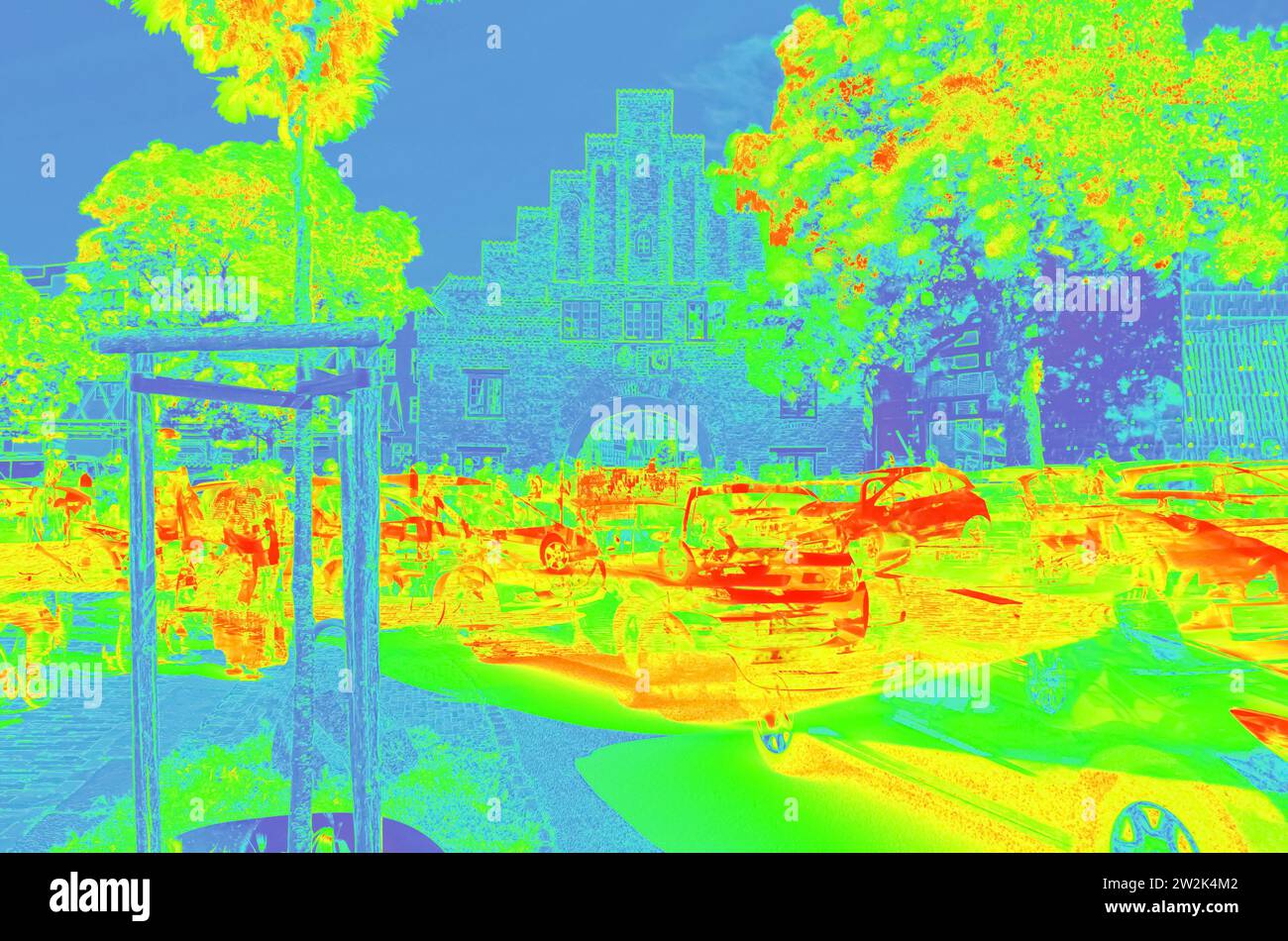 Infrared view of heavy fast moving traffic - motion infrared map Stock ...