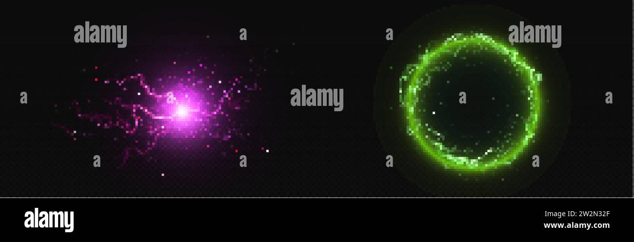 Thunderbolt ball and circle with neon glow effect and lightnings ...