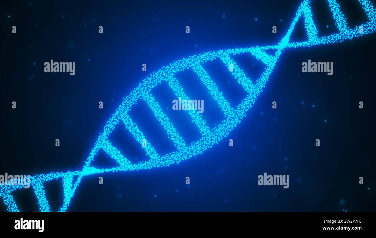 Abstract animated construction of a DNA molecule from particles Stock ...